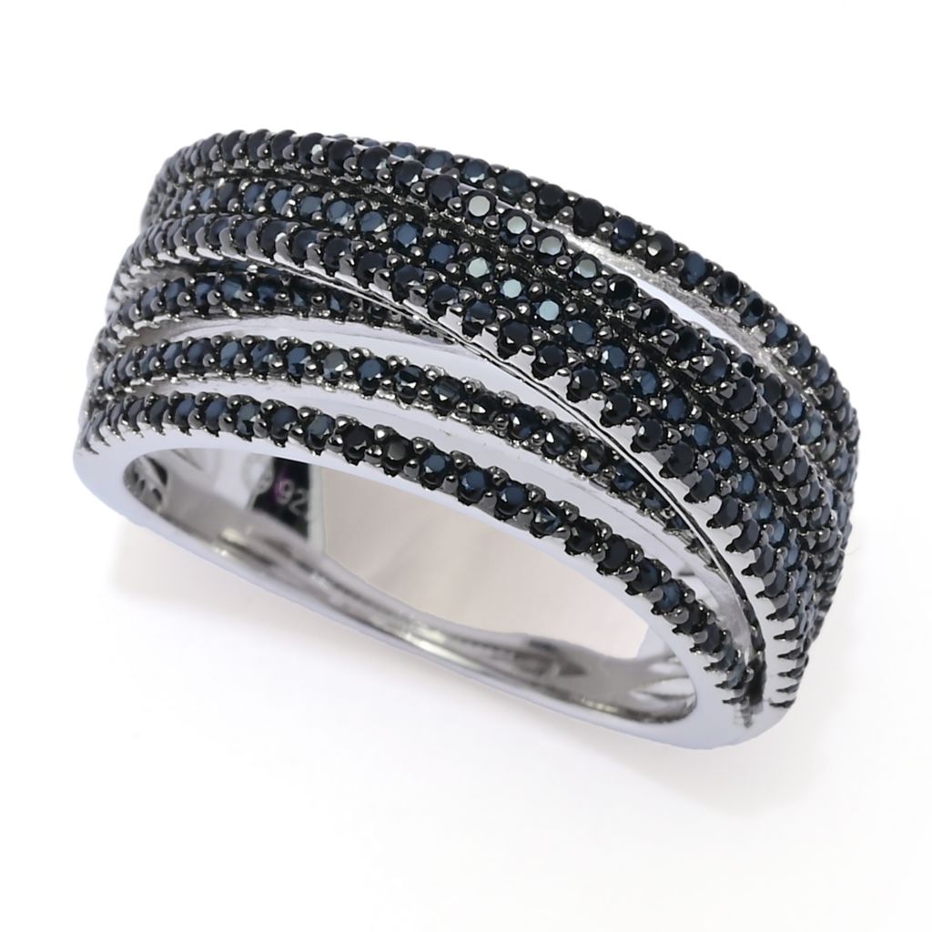 Platinum Plated Choice of Black Spinel or Zircon Highway Ring ...