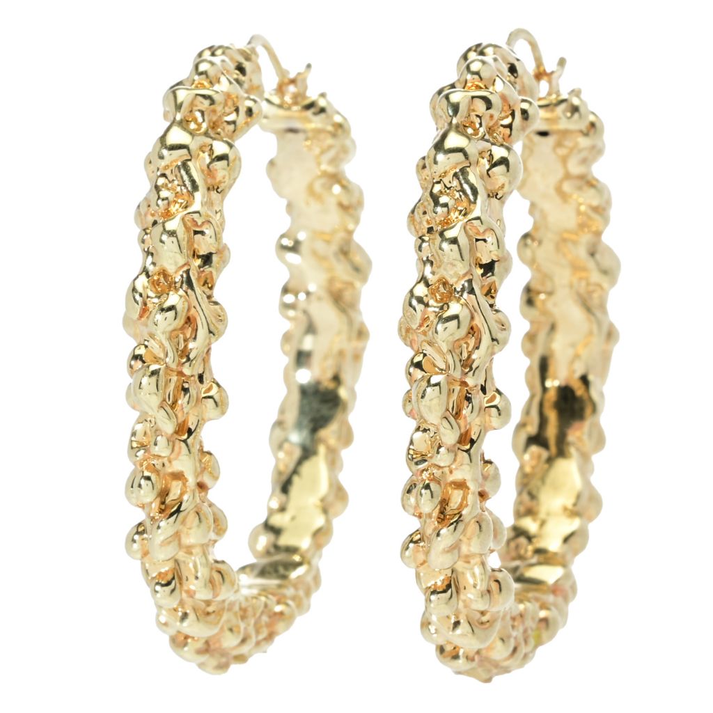 Graziella 23K Gold Plated Electroform Textured Hoop Earrings ...