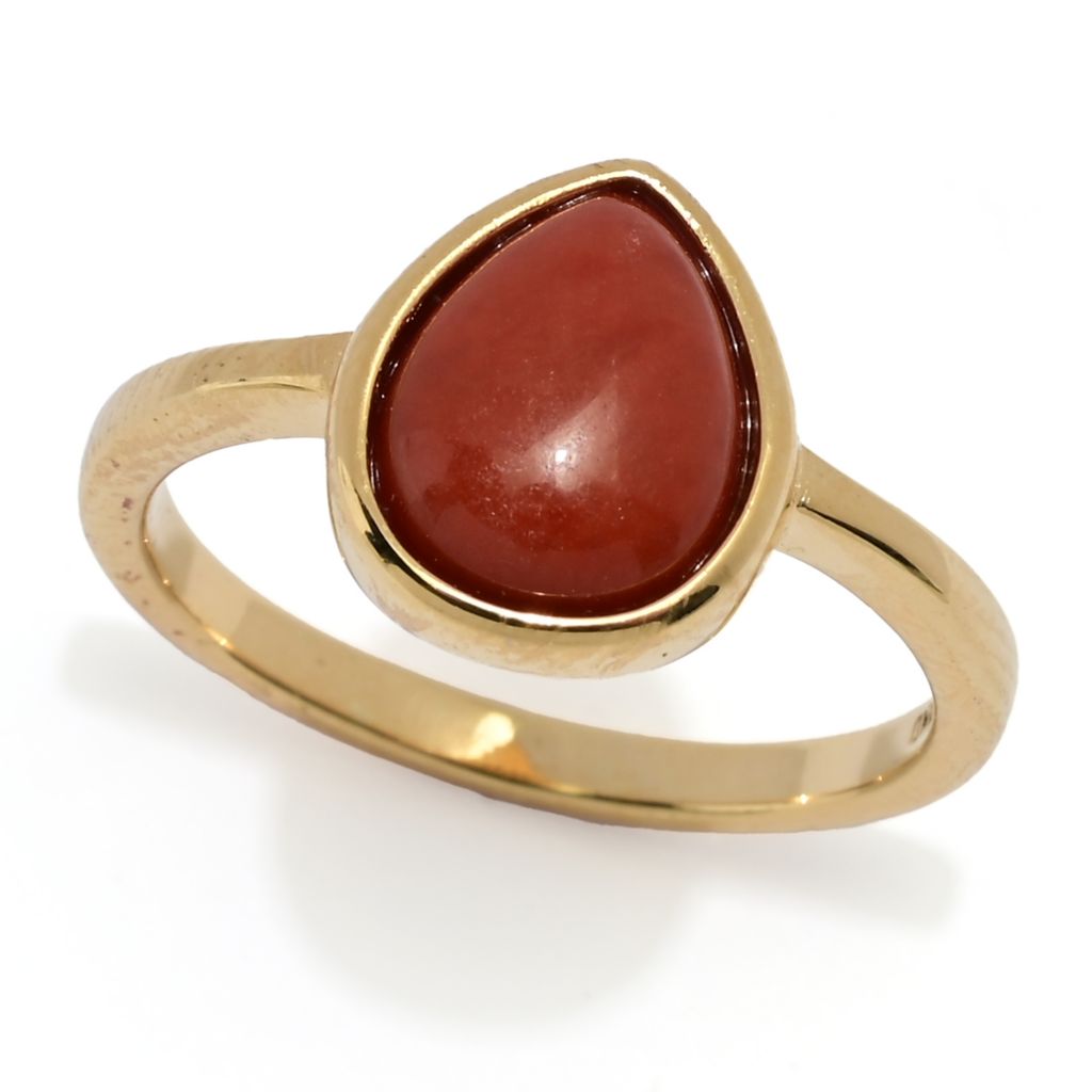 Far East Jewelry 14K Gold Plated Choice of Shape & Color Jade Stack Ri ...