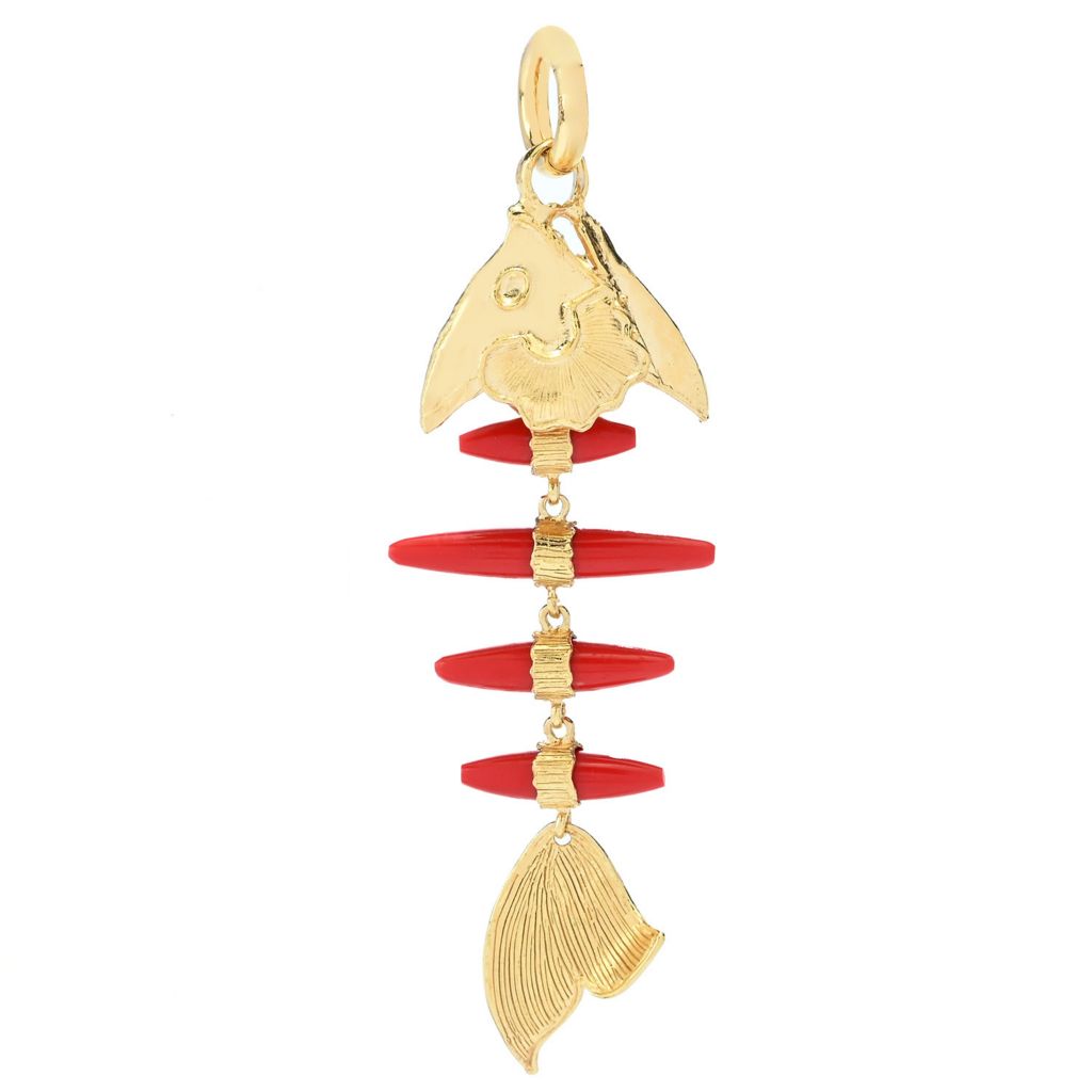 Bello Italiano 18K Gold Plated Coral Fish 4.25" Enhancer Pendant ...