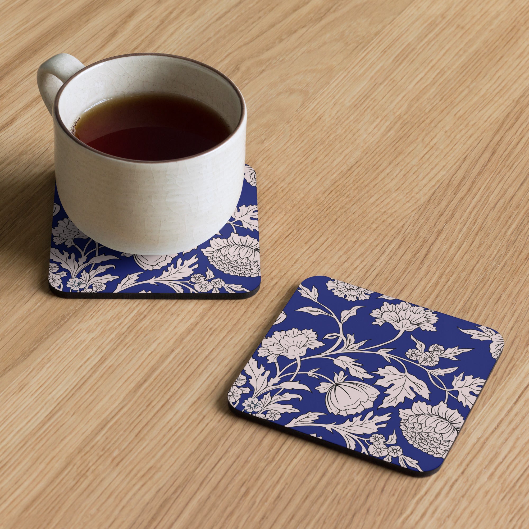 Cork-back Coaster in Blue Capri Floral Print | Pinup Couture ...